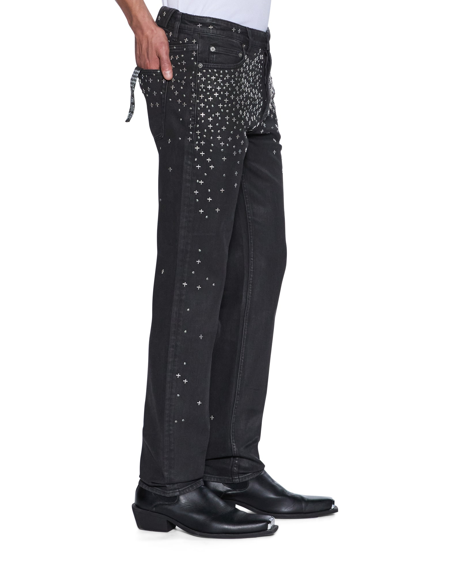 Mens Chitch Backstage Black Metalik Slim Denim Jeans | Ksubi