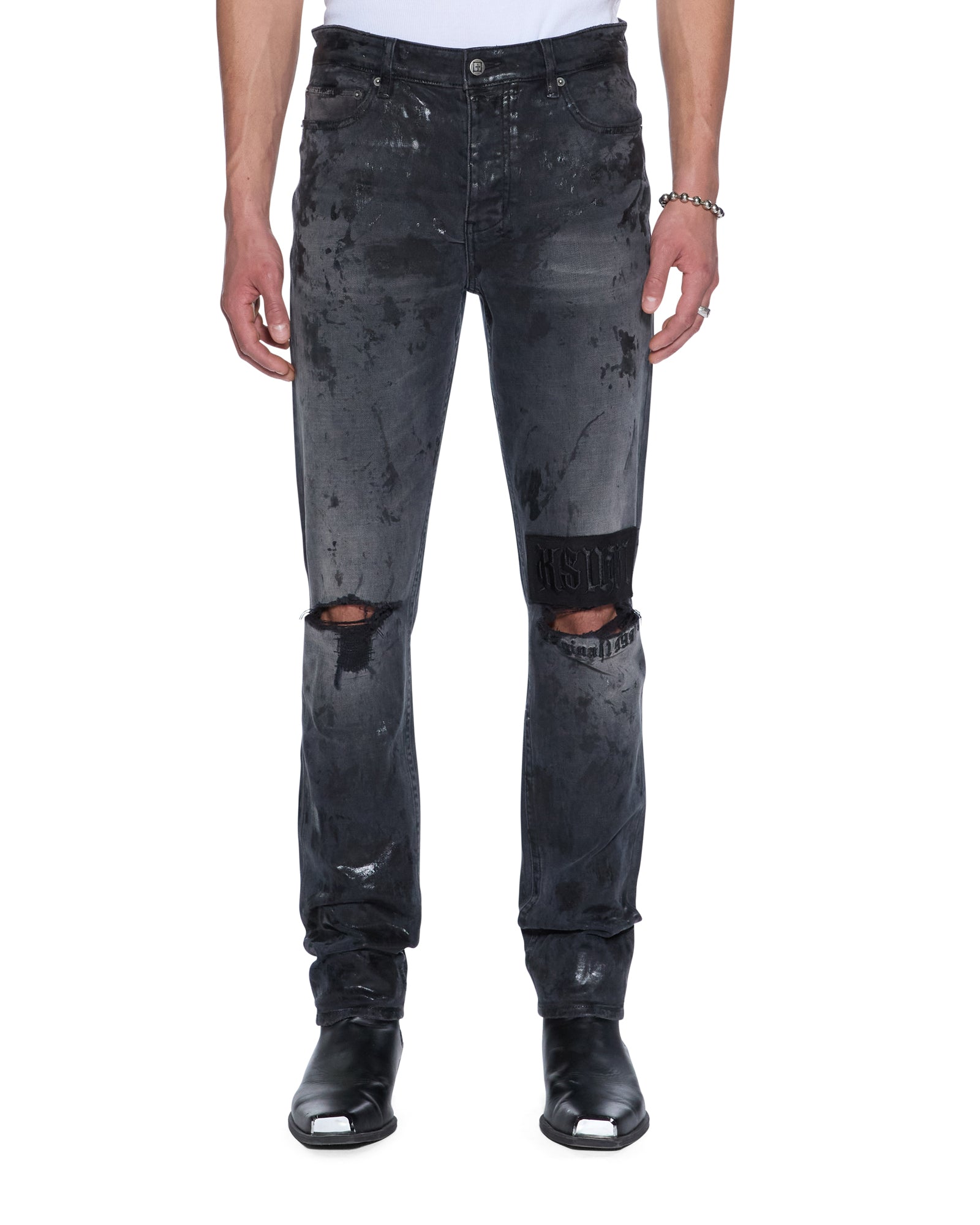 Mens Chitch Powder Grey Praying Slim Denim Jeans | Ksubi