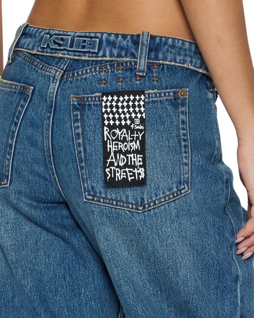 Womens Low Rider Flip Aged Relaxed Denim Jeans | Ksubi