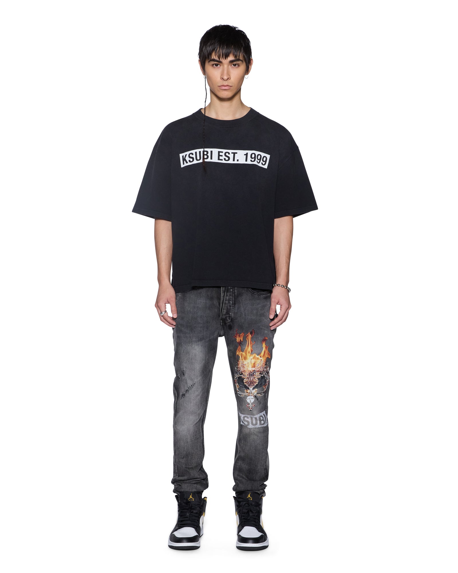 Mens Kings Halen Ss Tee Black Fade Tees | Ksubi